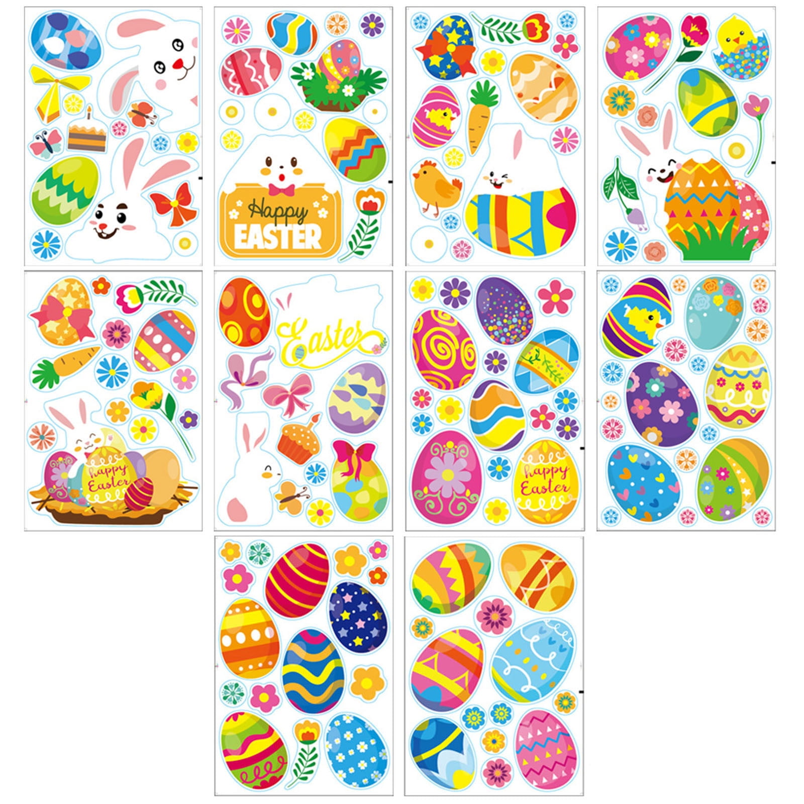 ABODELINE Easter Decorations Window Clings Decals Decor, Easter Eggs ...