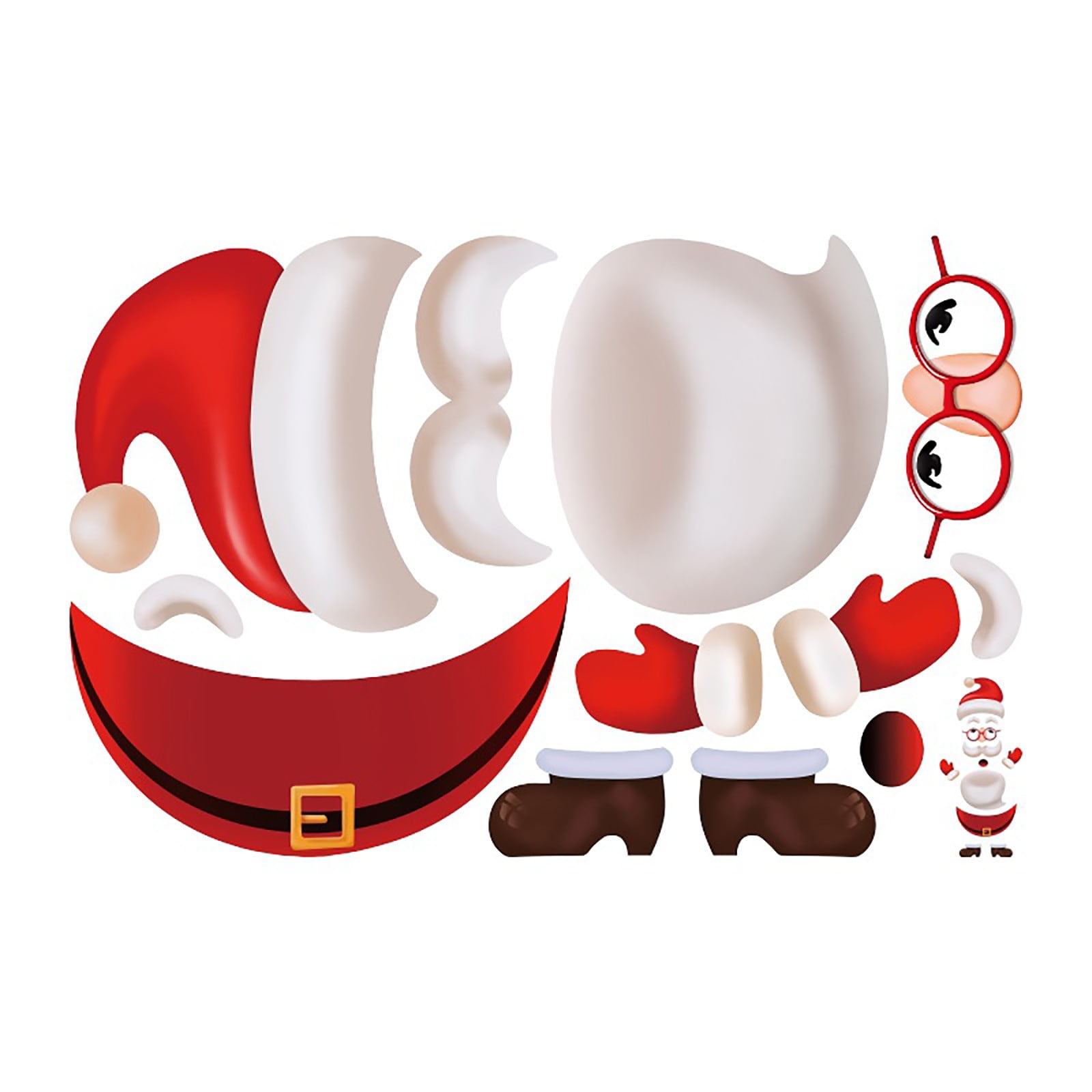 ABODELINE Santa Claus Themed Adhesive Decal Set - Removable Holiday ...