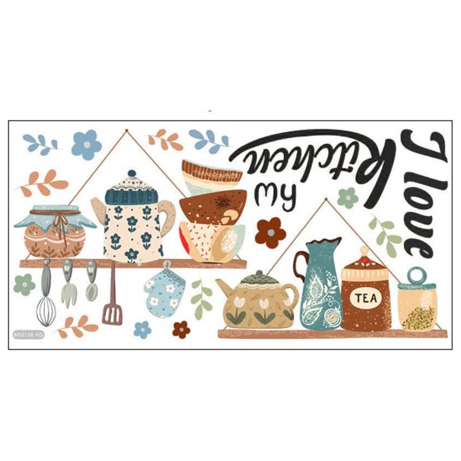 ABODELINE Self Adhesive I Love My Kitchen Wall Sticker Food Lettering ...