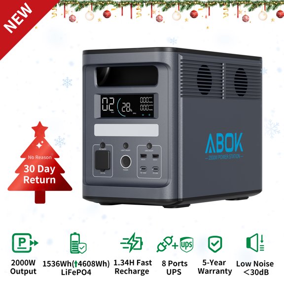 PECRON E2000LFP 1920Wh/2000W Portable Power Station with EB3000-24V ...