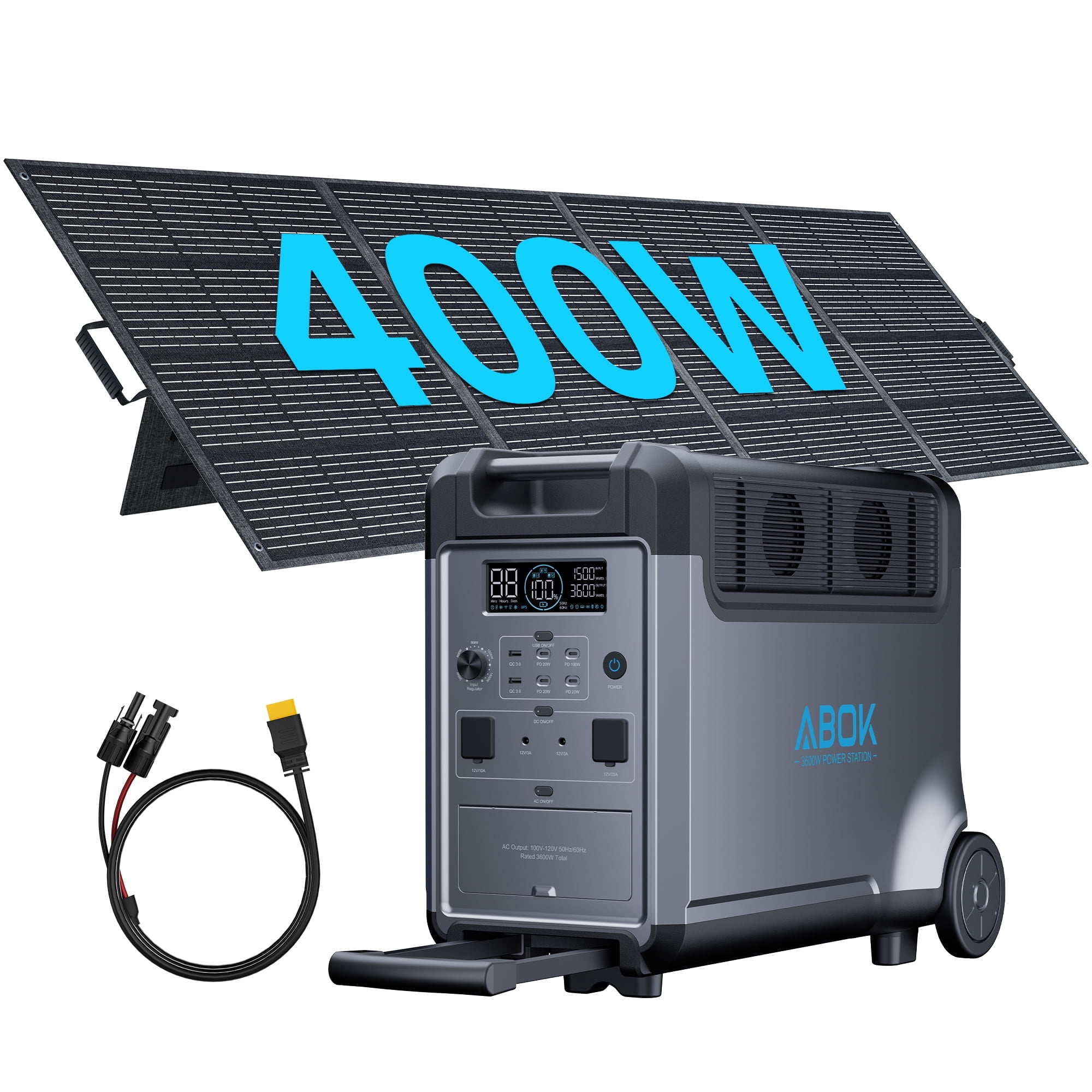 ABOK Ark3600 3600W 3840Wh Solar Generator + 400W Solar Panel for Home ...