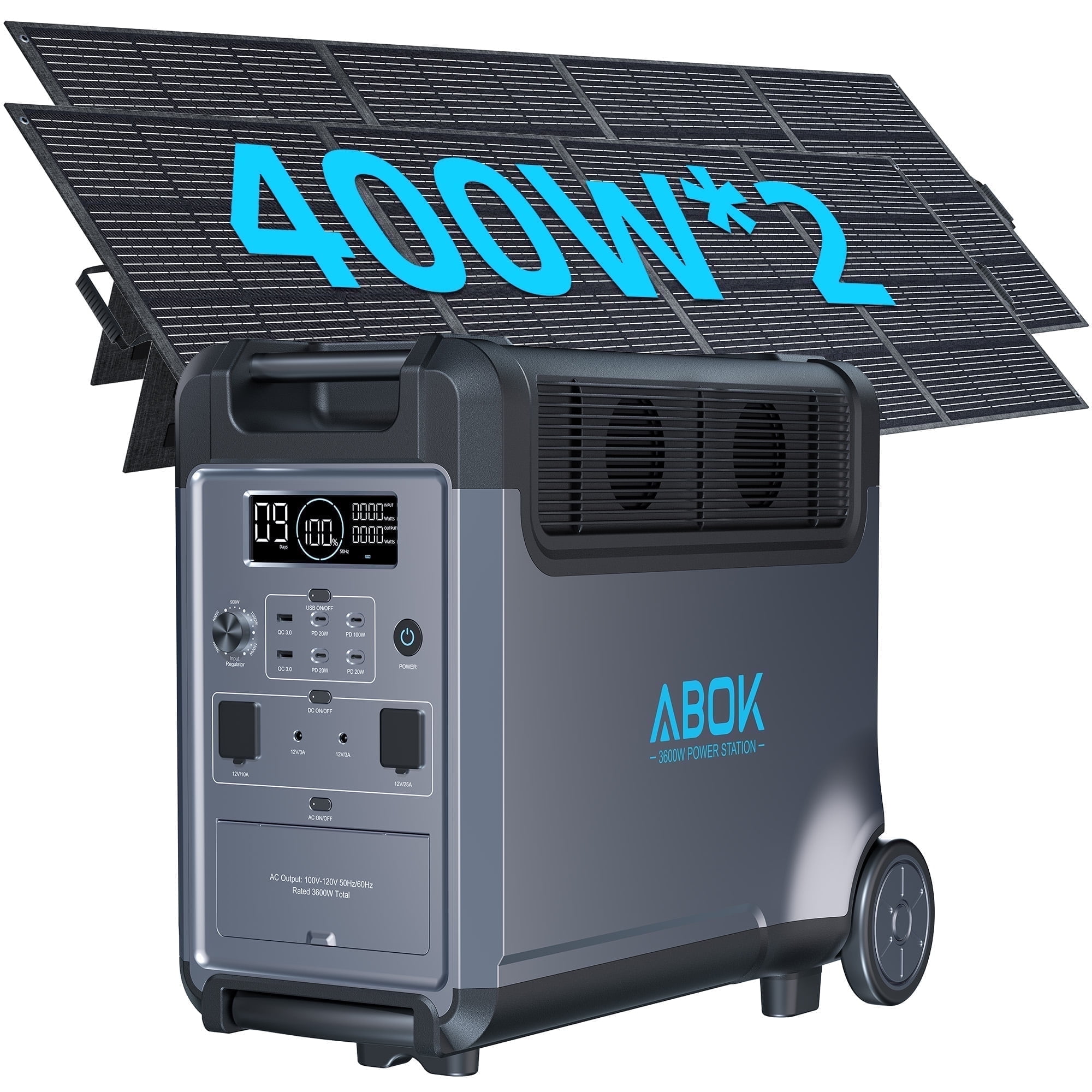 ABOK 3600W Solar Generator, 3840Wh Portable Power Station with 800W ...