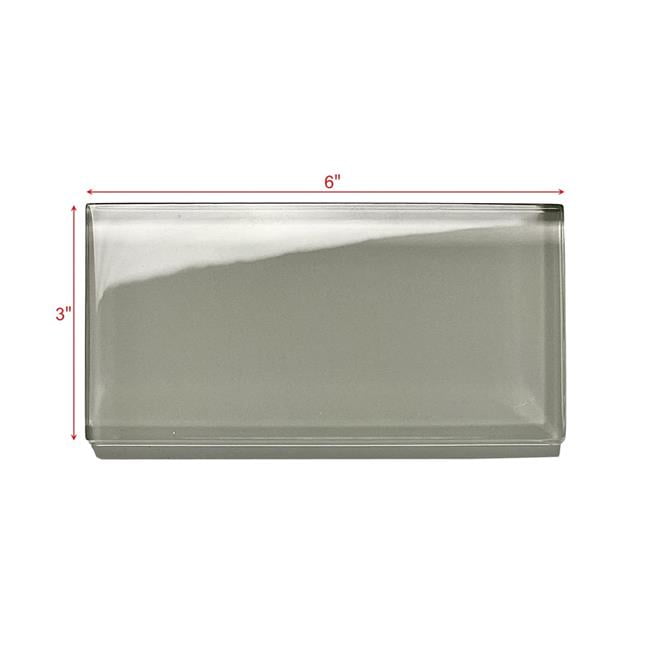 ABOLOS UNBMET0306-GR Smokey Gray 3 in. x 6 in. Rectangle Glossy Glass ...