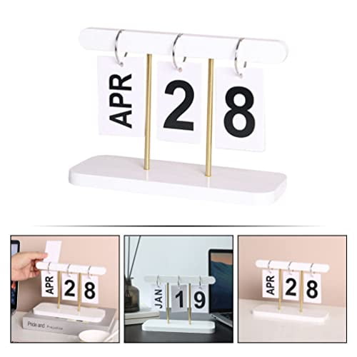 ABOOFAN Desktop Perpetual Calendar Standing Flip Daily Wooden Metal ...