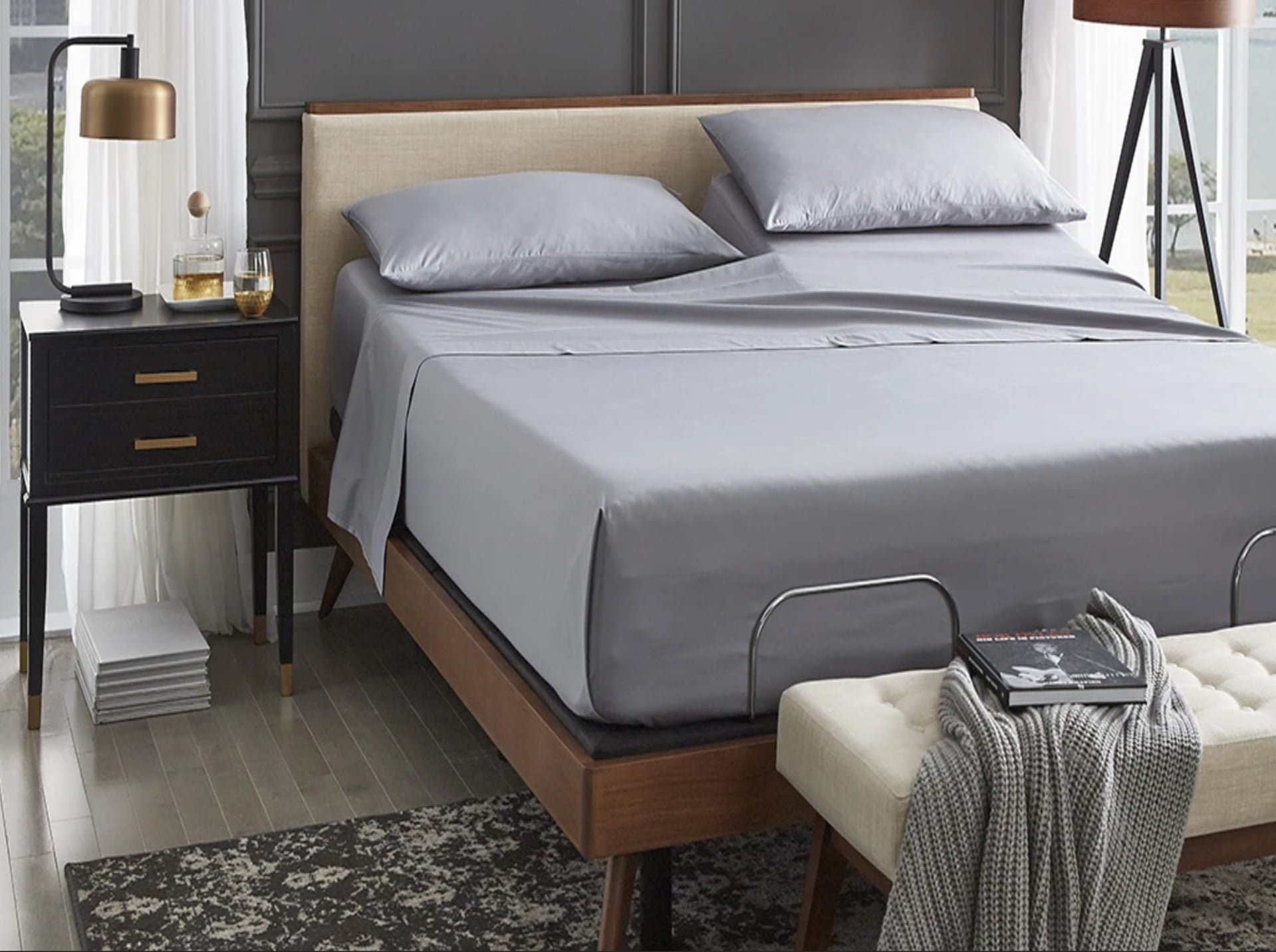 ABORN 100% Giza Egyptian Cotton Bedsheet 18" Deep Pocket 34" Split Top ...