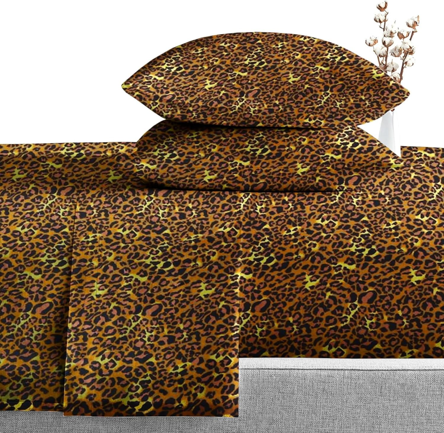 ABORN 400 Thread Count Organic Cotton Bedsheet 6 PC Full Leopard Print ...
