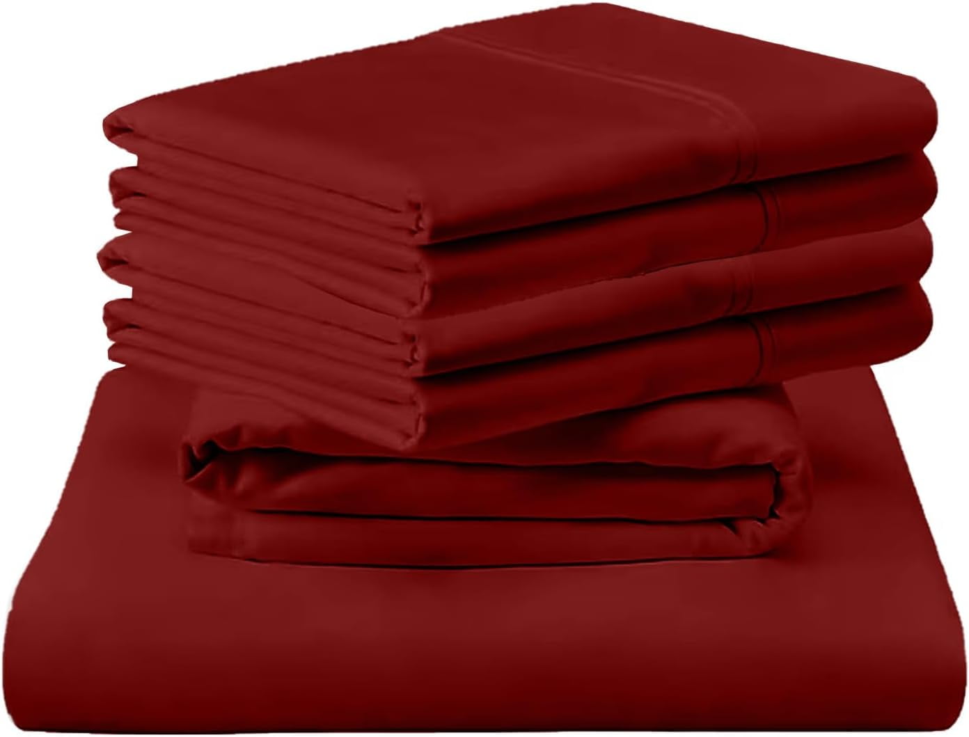 ABORN 500 Thread Count Organic Cotton Bedsheet 6 PC Short King Burgundy ...