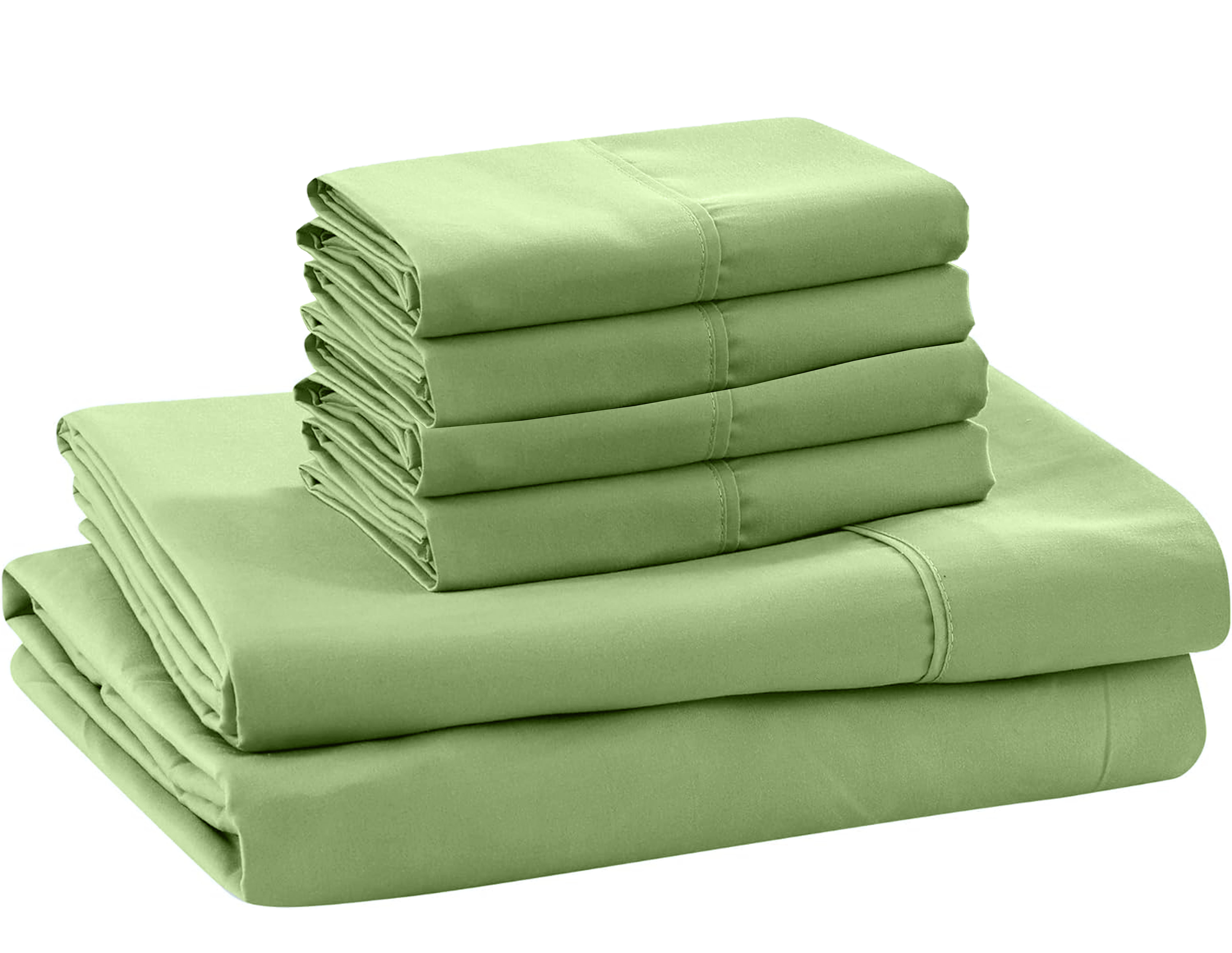 ABORN 600-TC 100% Egyptian Cotton Bedsheet |6-PC - Twin, Sage| 10" Deep ...