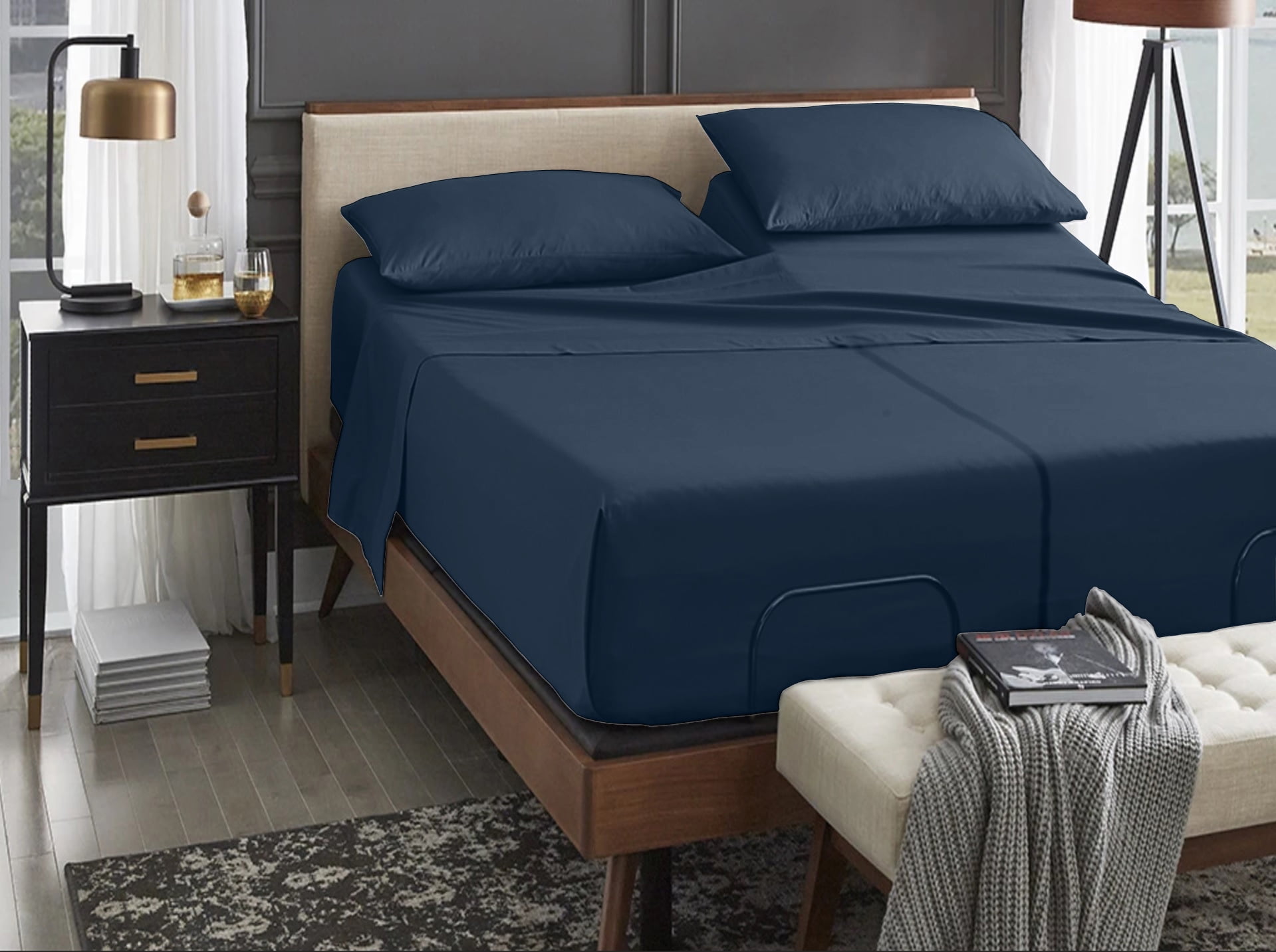 ABORN Giza Egyptian Cotton 700 Thread Count 5 PC Split Queen Bedsheet ...