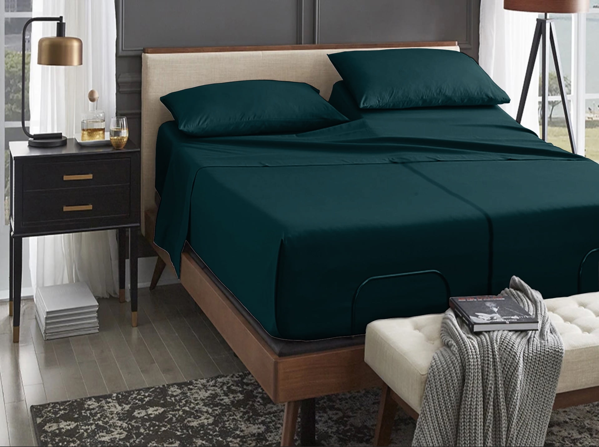 ABORN Giza Egyptian Cotton 700 Thread Count 5 PC Split Queen Bedsheet ...