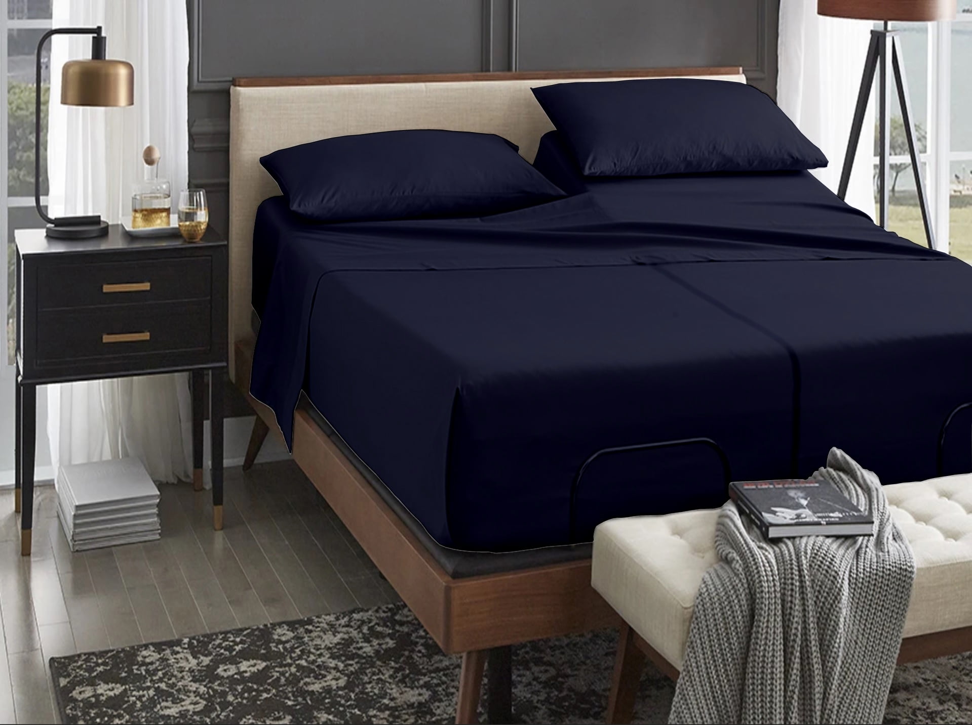 ABORN Split CalKing, 600-TC 100% Giza Egyptian Cotton, 5 PC Bedsheet 12 ...