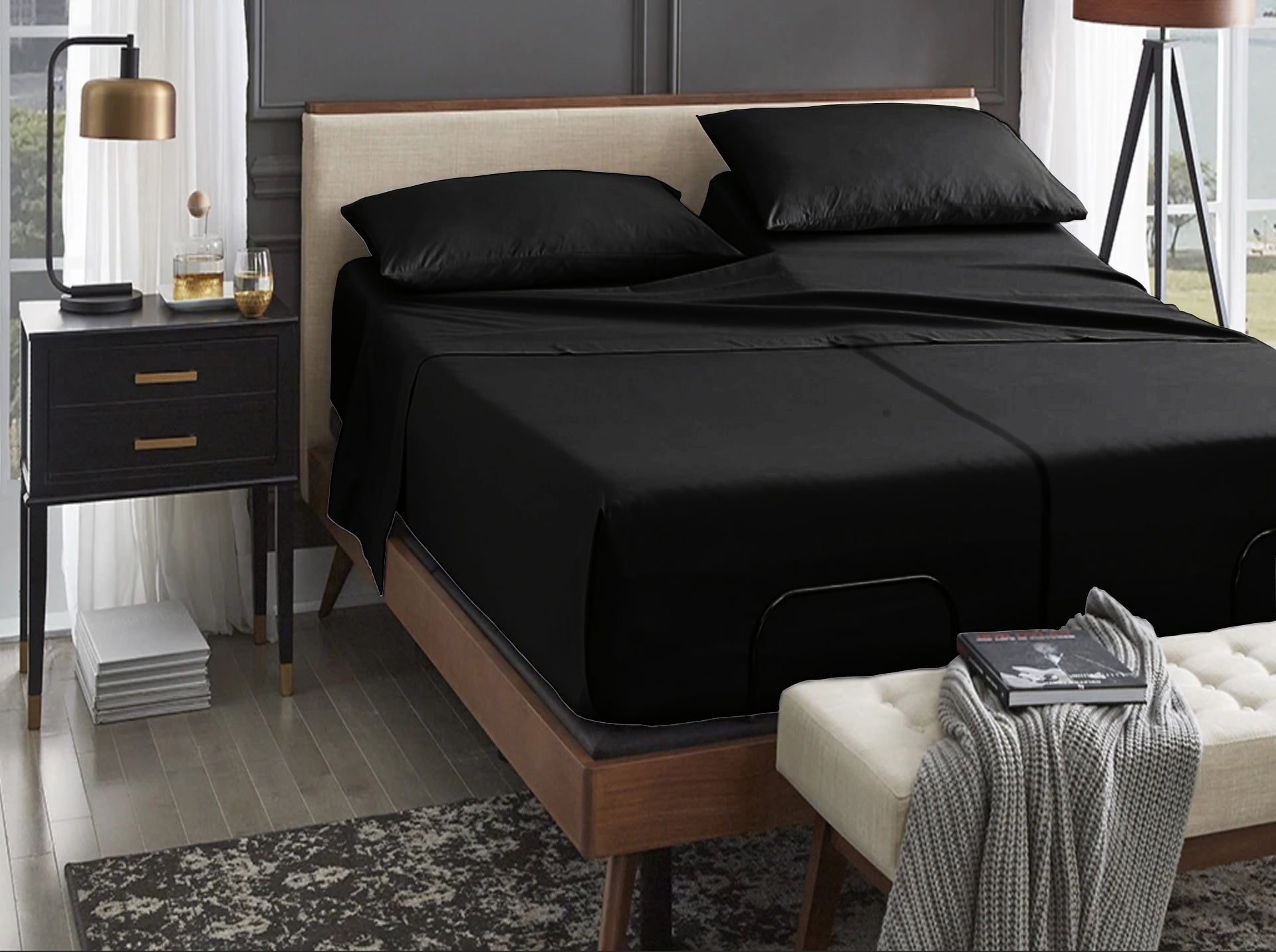 ABORN Giza Egyptian Cotton 700 Thread Count 5 PC Split Queen Bedsheet ...