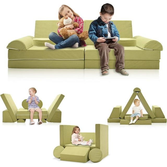 ABORON 10-Piece Kids Couch Sofa, Modular Toddler Couch for Playroom ...