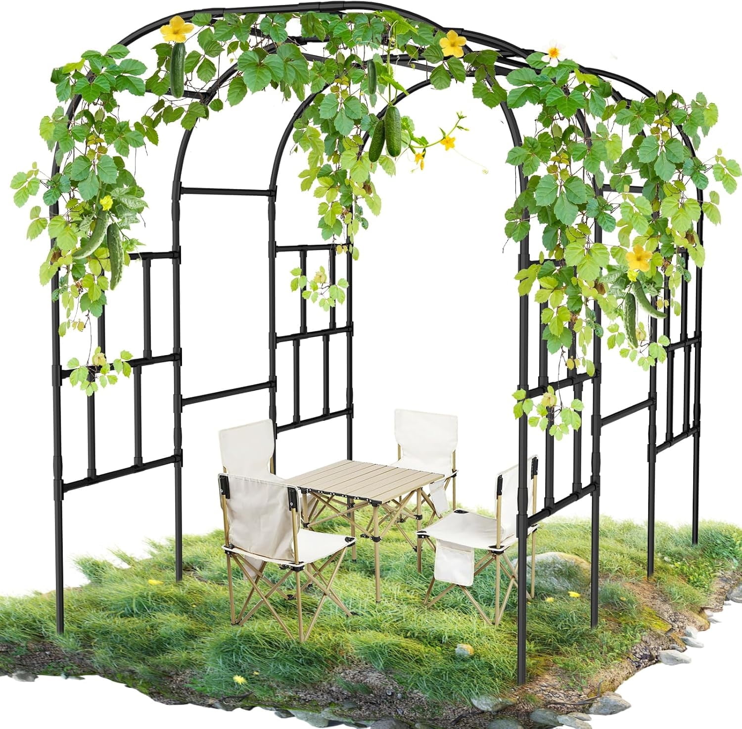 ABORON 118"x79"x87" Tall Garden Arch Trellis for Climbing Plants,Metal ...