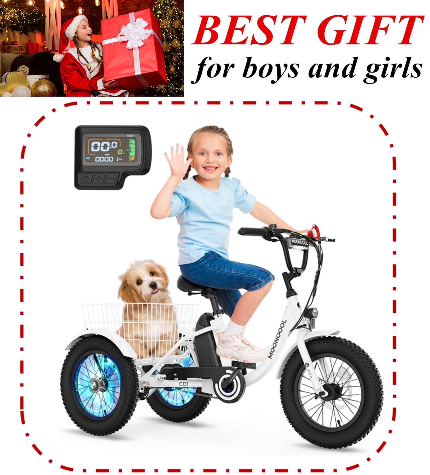 ABORON 16" Electric Tricycle for Beginner Riders, 3 Wheel Electric ...