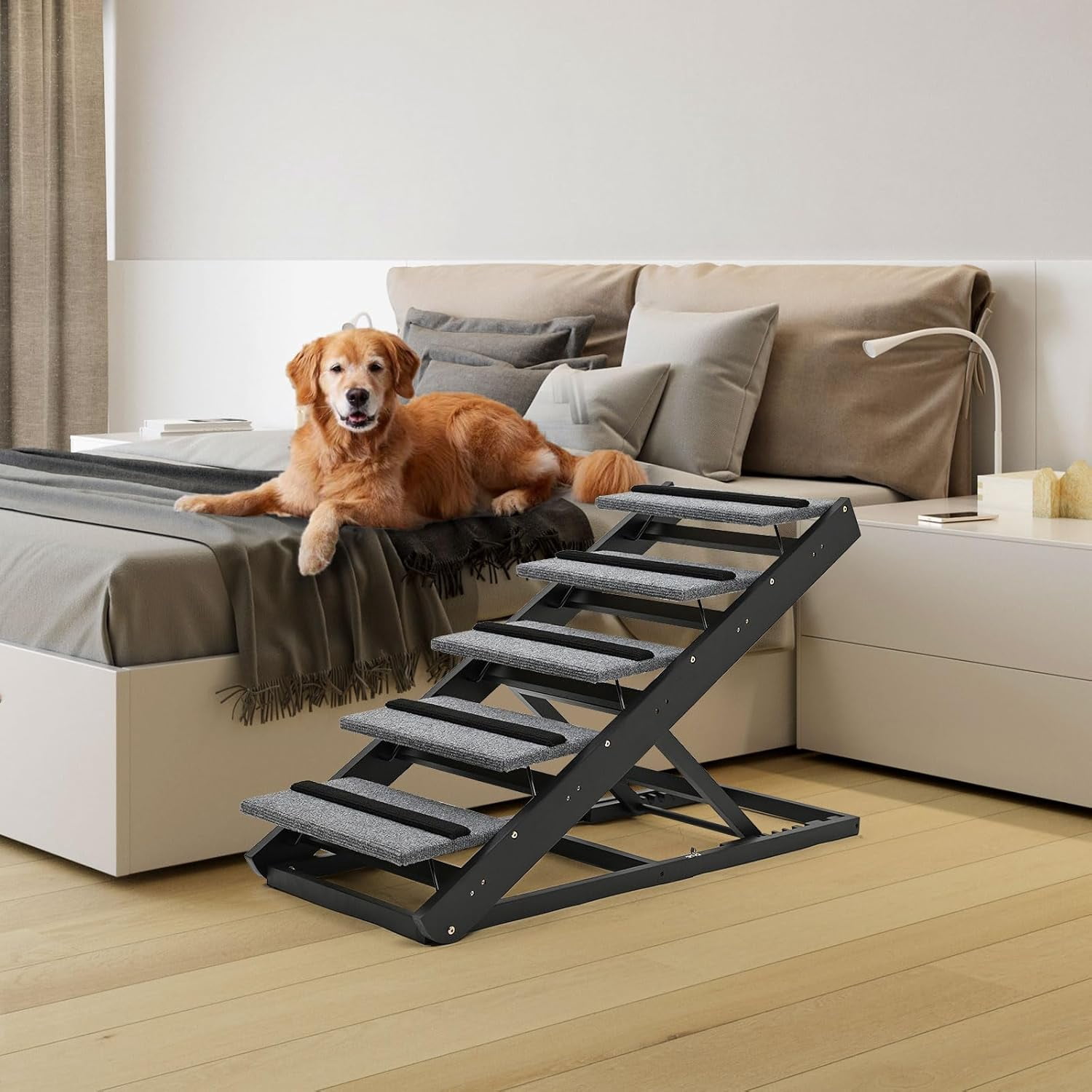 ABORON Folding Stairs for Dog to Get on Bed, 2-in-1 Portable Dog Ramp ...