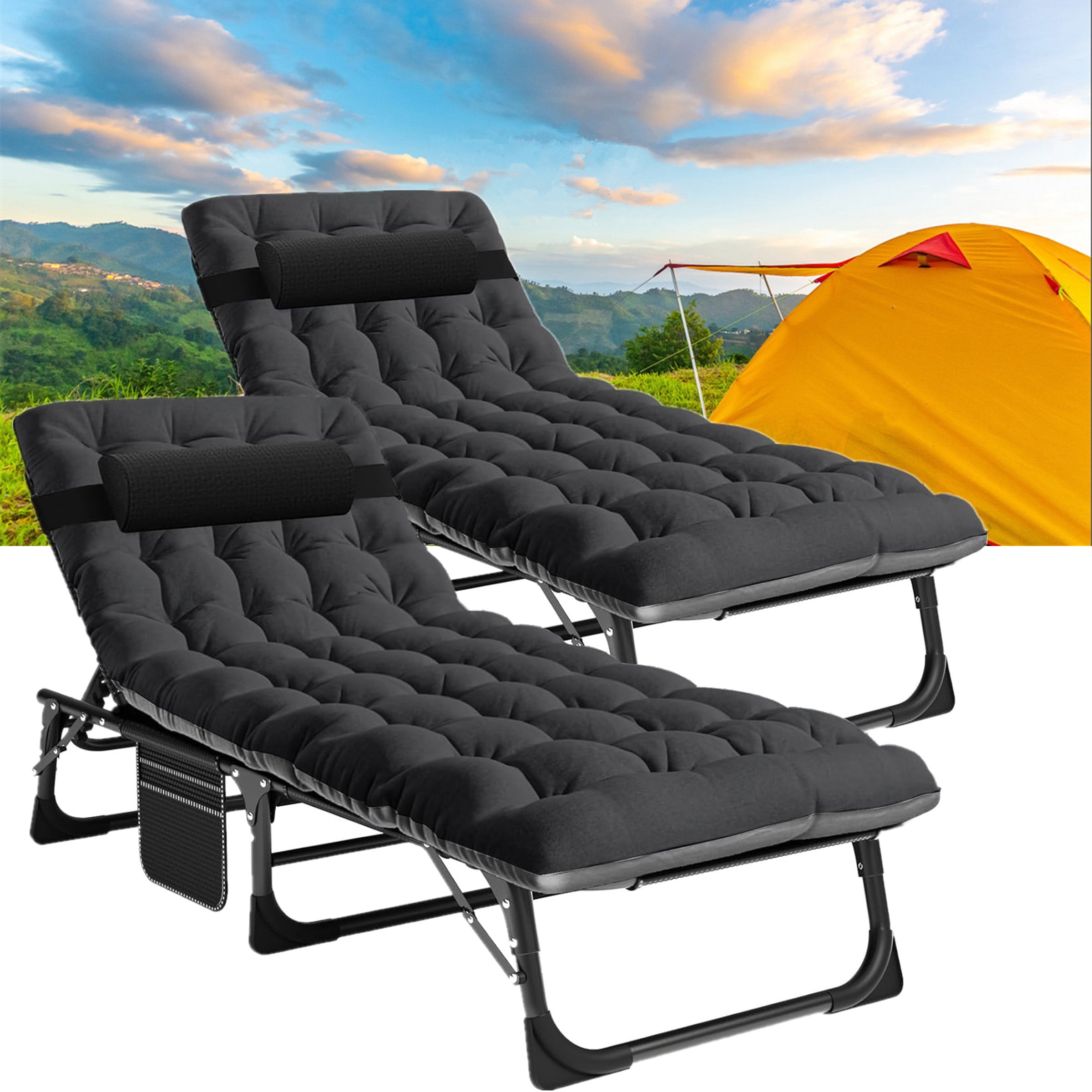 ABORON 2 Pack Folding Camping Cot for Adults, Heavy Duty Adjustable ...