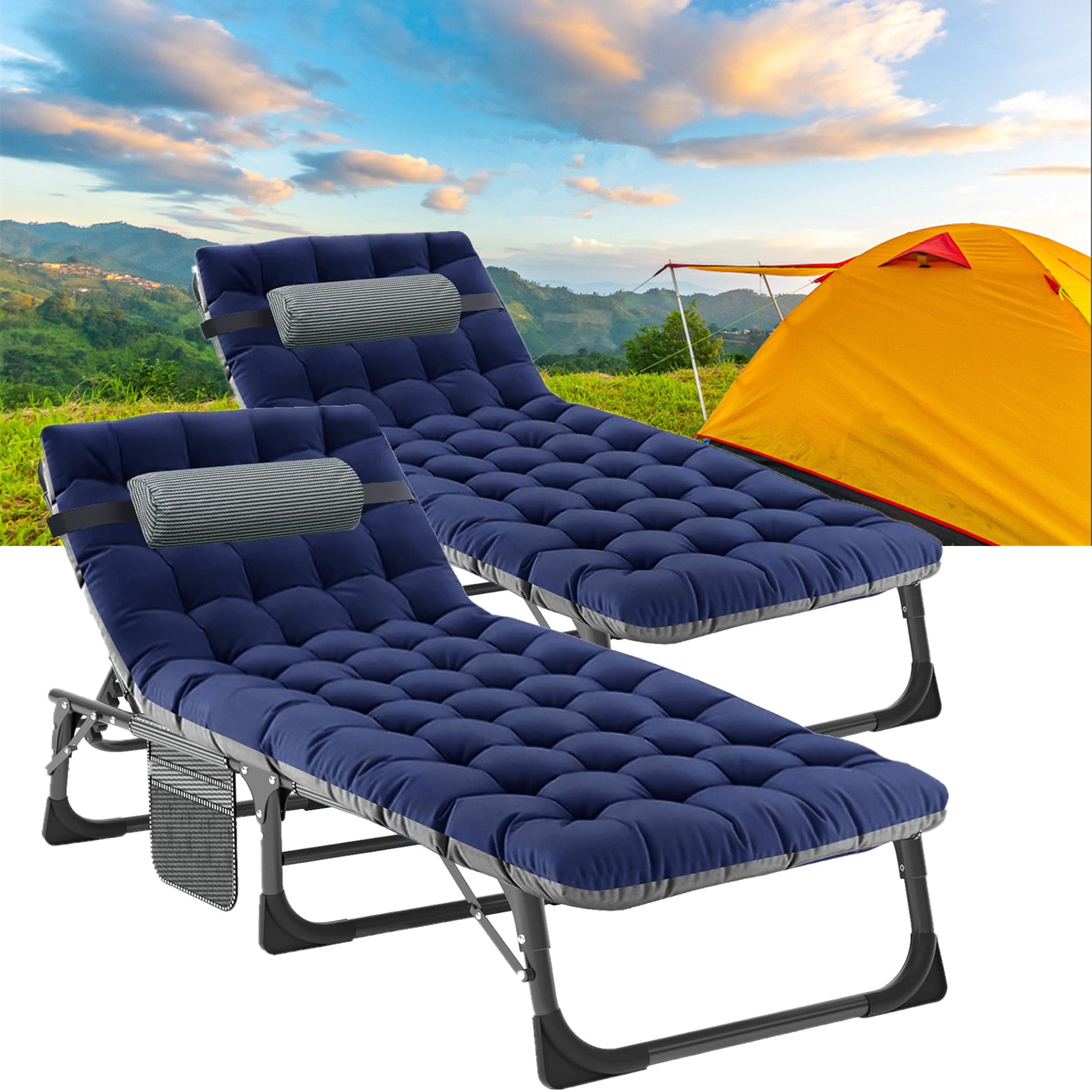 ABORON 2 Pack Folding Camping Cot for Adults, Heavy Duty Adjustable ...