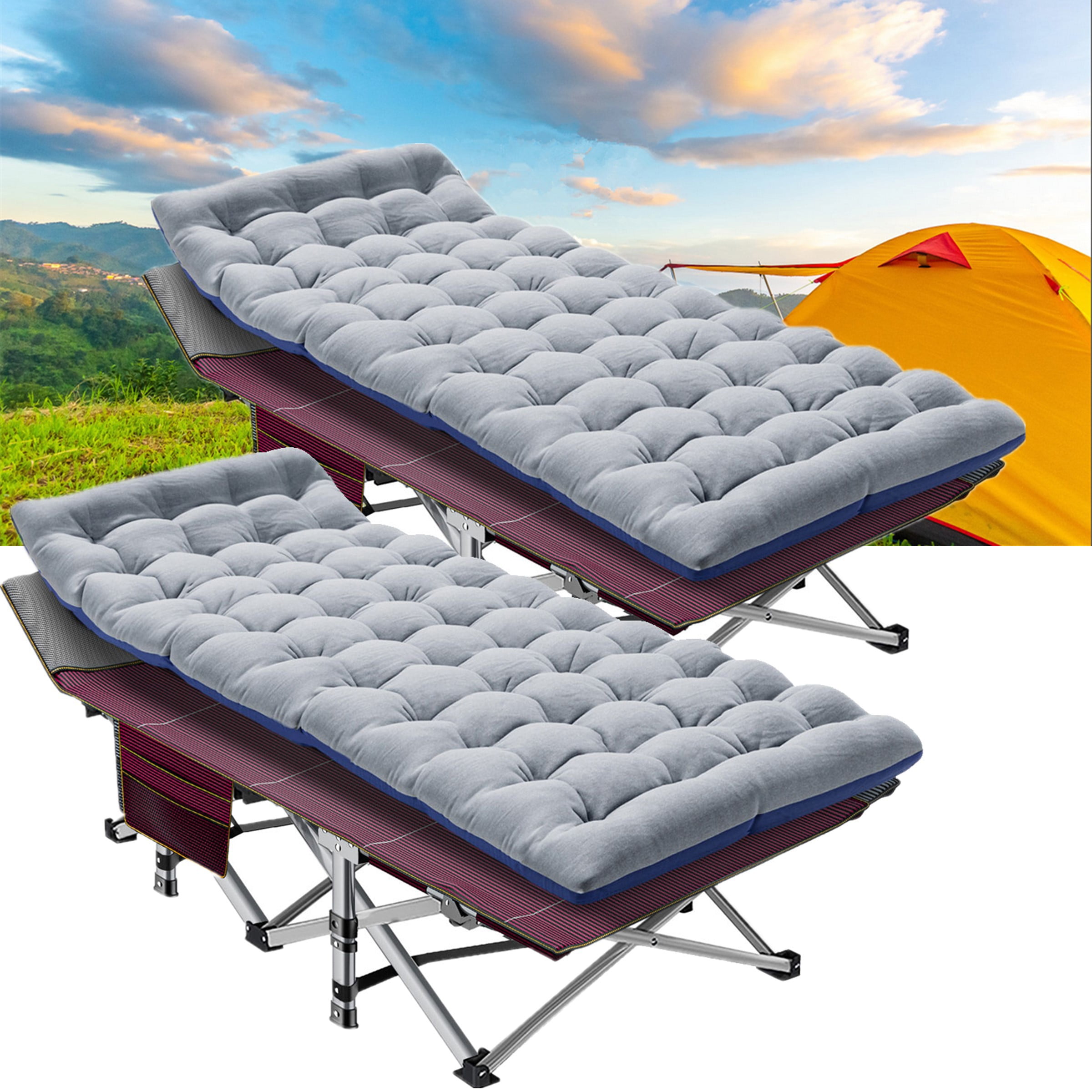ABORON 2 Pack Heavy Duty Folding Camping Cot, 900 lbs Capacity, with ...