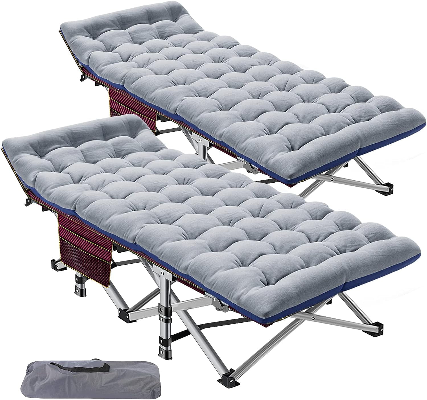 ABORON 2 Pack Folding Camping Cot W/Mat for Adults, Heavy Duty Outdoor ...