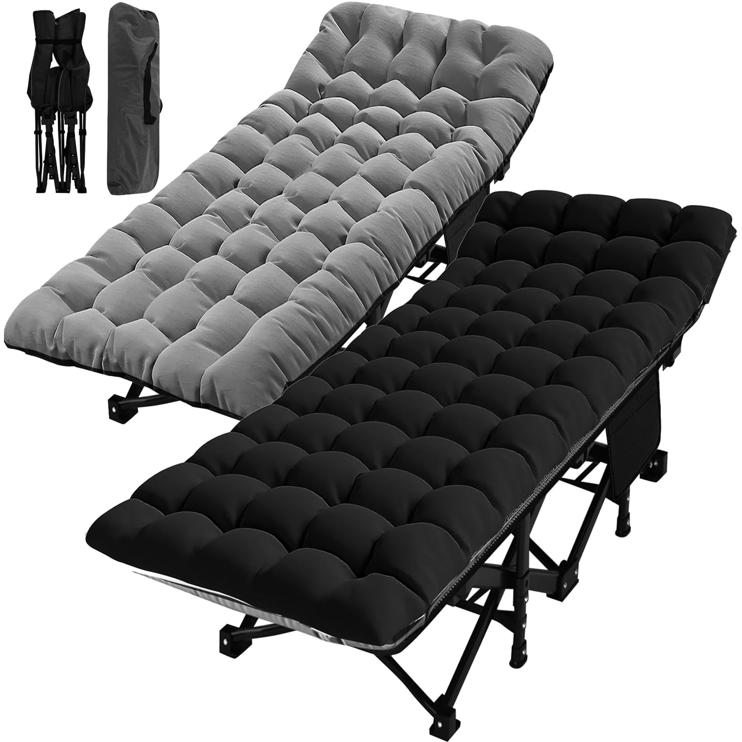 ABORON 2 Pack Folding Camping Cot for Adults & Kids, Folding Guest Bed ...