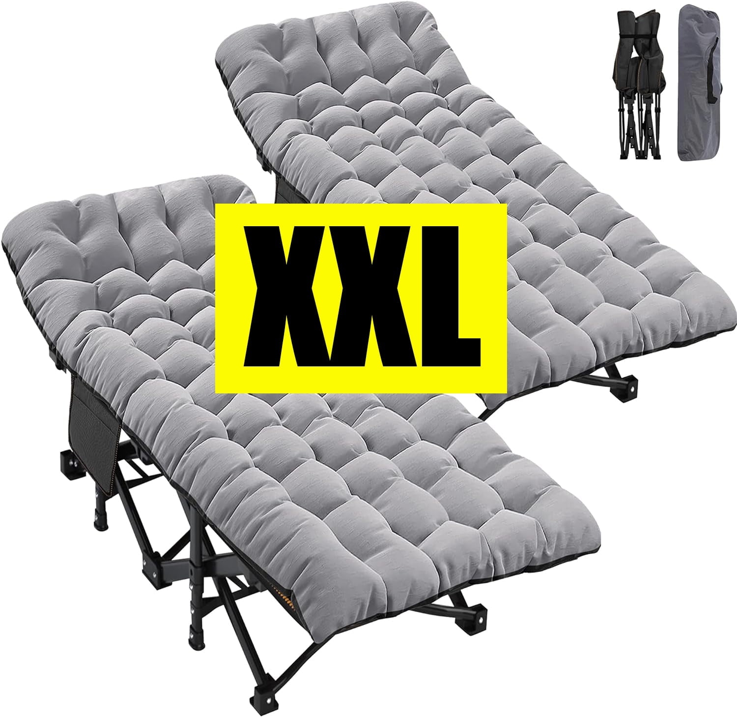 ABORON 2 Packs Oversized XXL Folding Camping Cot for Adults & Kids, 78 ...