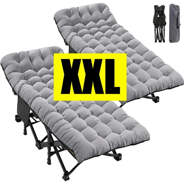 ABORON 2 Packs Oversized XXL Folding Camping Cot for Adults & Kids, 78 ...