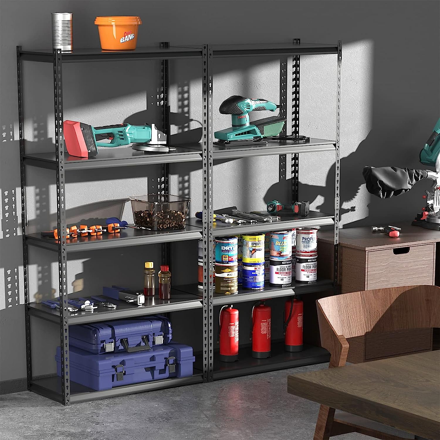 ABORON 2Pcs Storage Shelves,5 Tier Adjustable Garage Storage Shelving ...