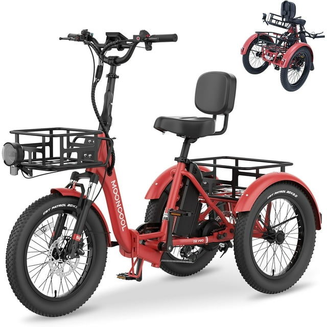 ABORON 20" Fat Tire Electric Trike 750W 48V Motorized Folding Commute E-Bike for Adult, Foldable ...