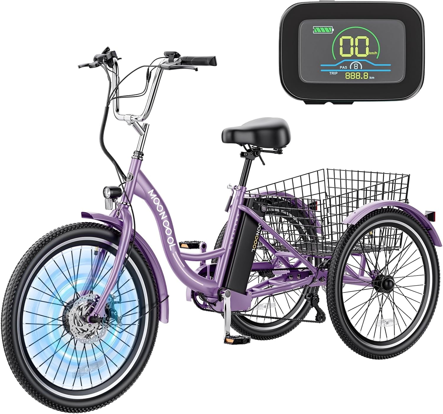 ABORON 24" 26" Electric Tricycles, 36V 10Ah 350W Lithium Battery, 7 ...
