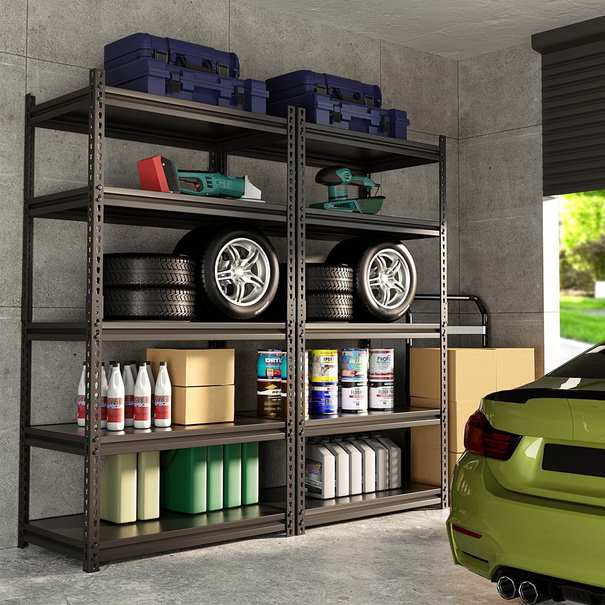 ABORON 2Pcs Storage Shelves,5 Tier Adjustable Garage Storage Shelving ...
