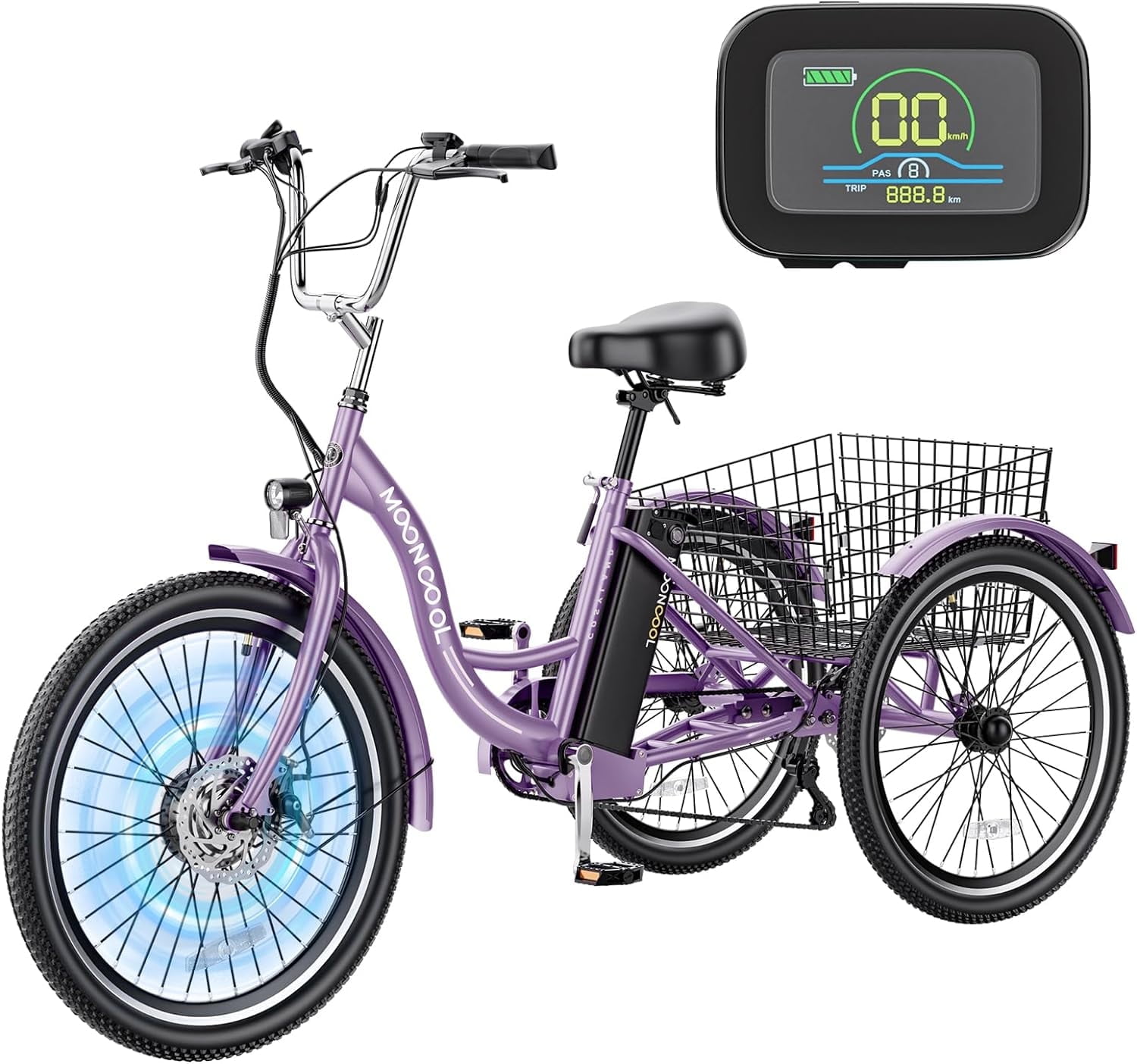 ABORON 350W Electric Trike, 7 Speed 24"/26" Motorized 3 Wheel Electric ...