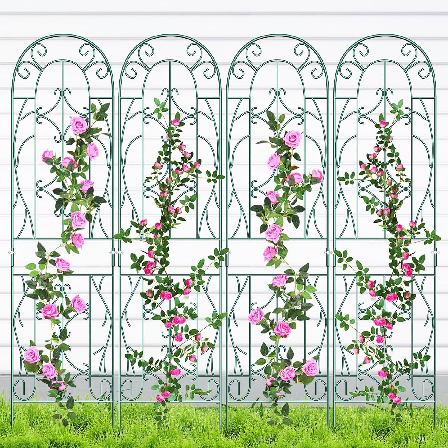 ABORON 4 Pack Metal Garden Trellis for Climbing Plants Outdoor, Metal ...