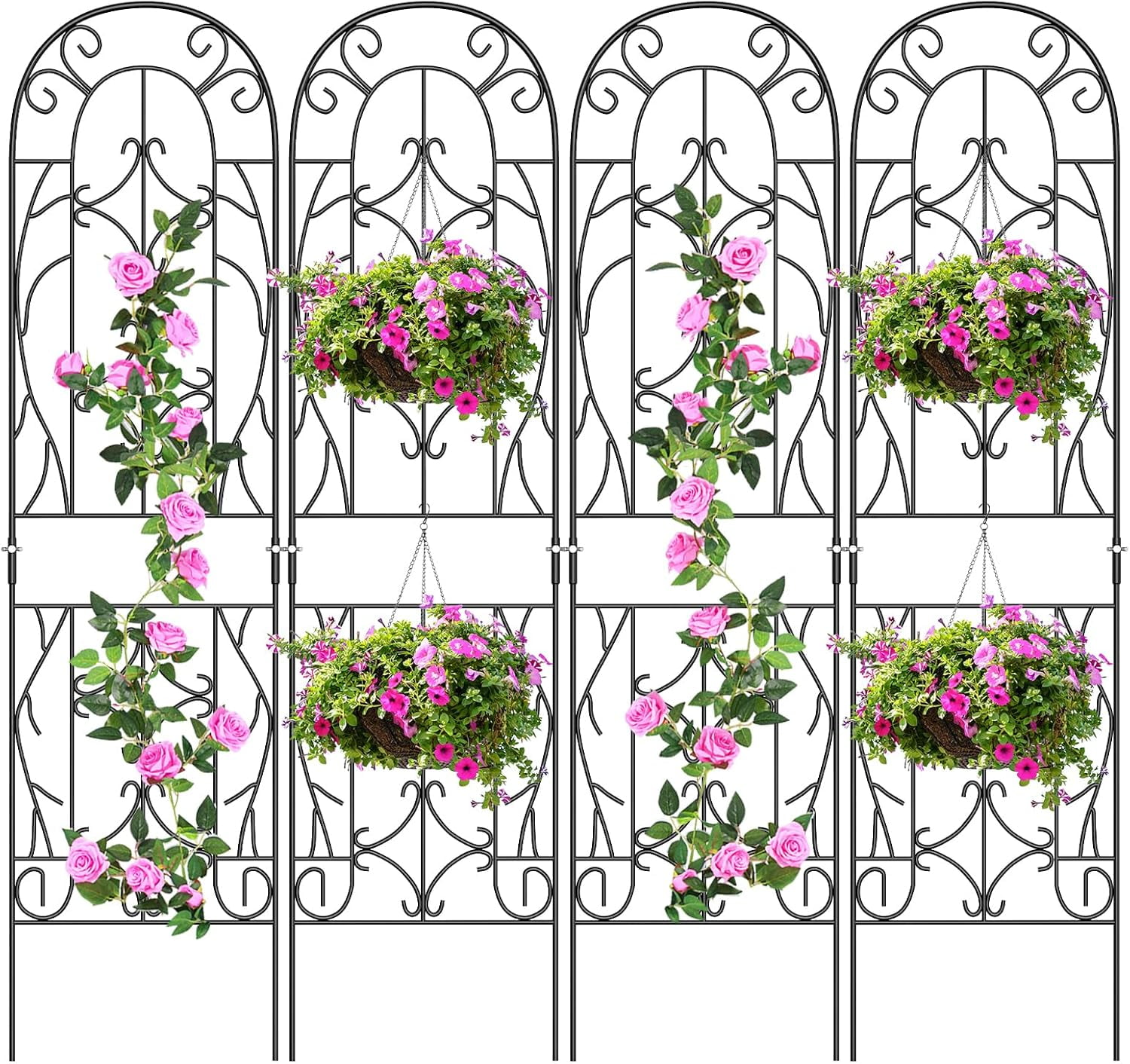 ABORON 4 Pack Metal Garden Trellis for Climbing Plants Outdoor, Metal ...