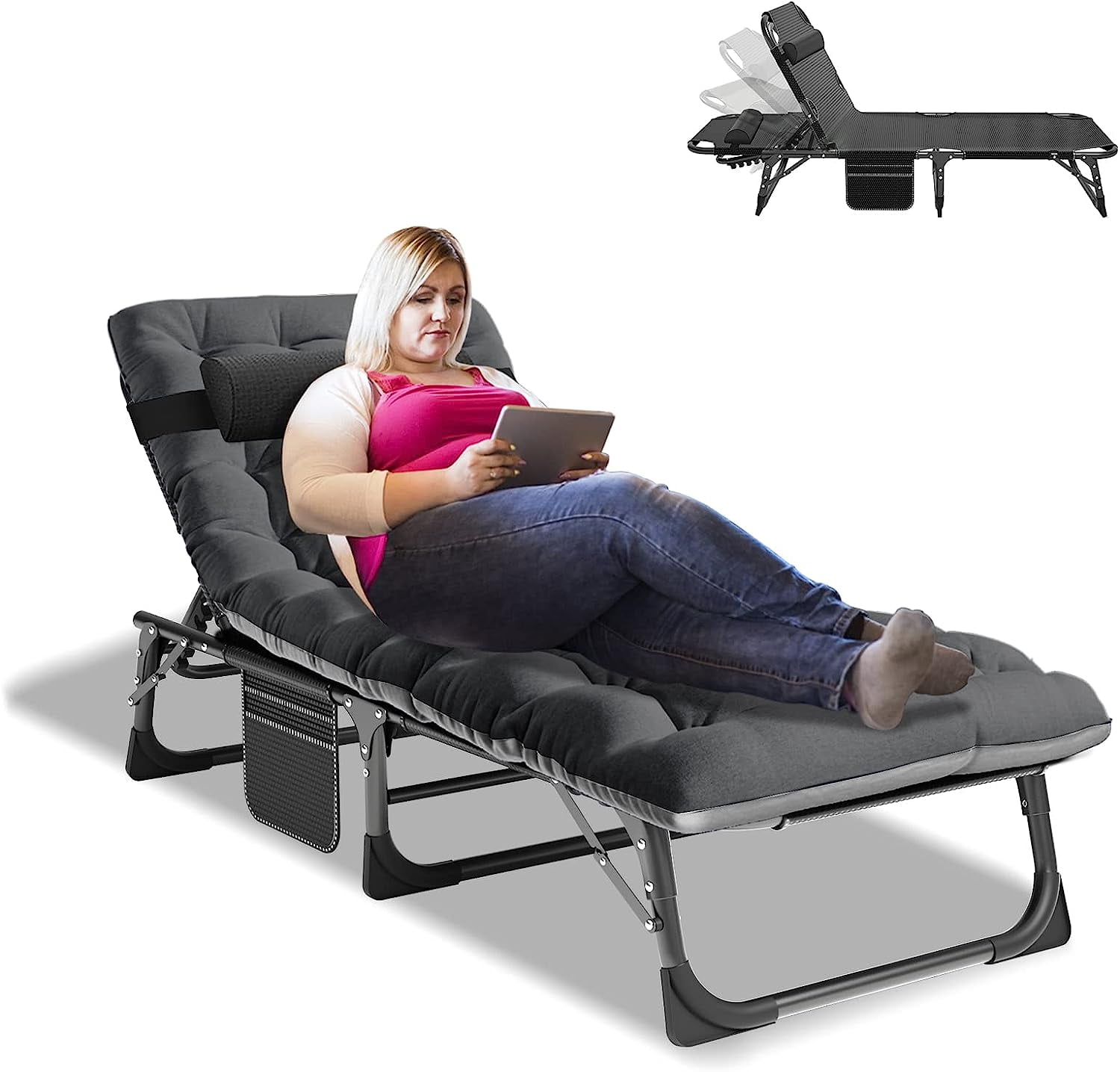 ABORON 4 Position Adjustable Sleeping Cots with Mattress & Pillow ...