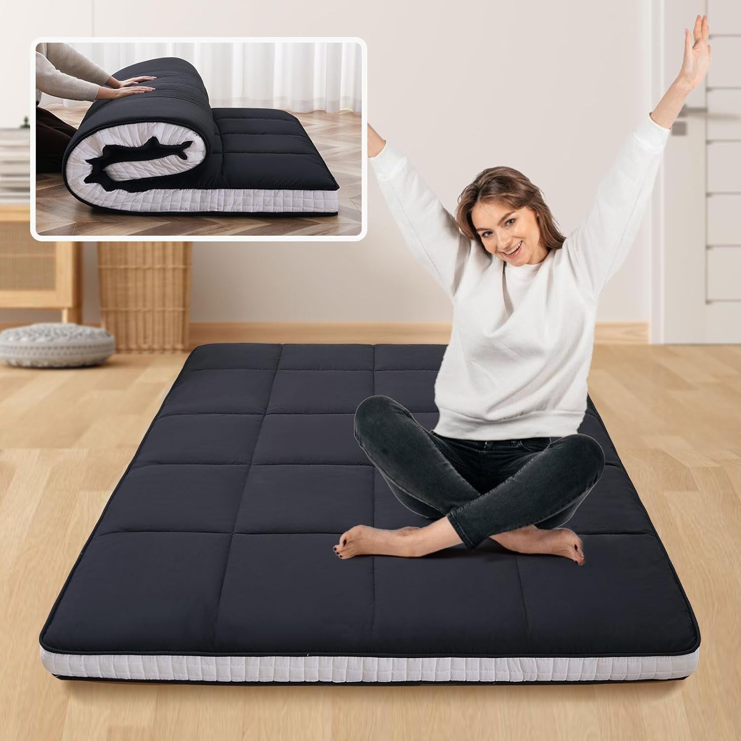 ABORON 5" Extra Thick Floor Mattress Futon Mattress Full Size Japanese ...