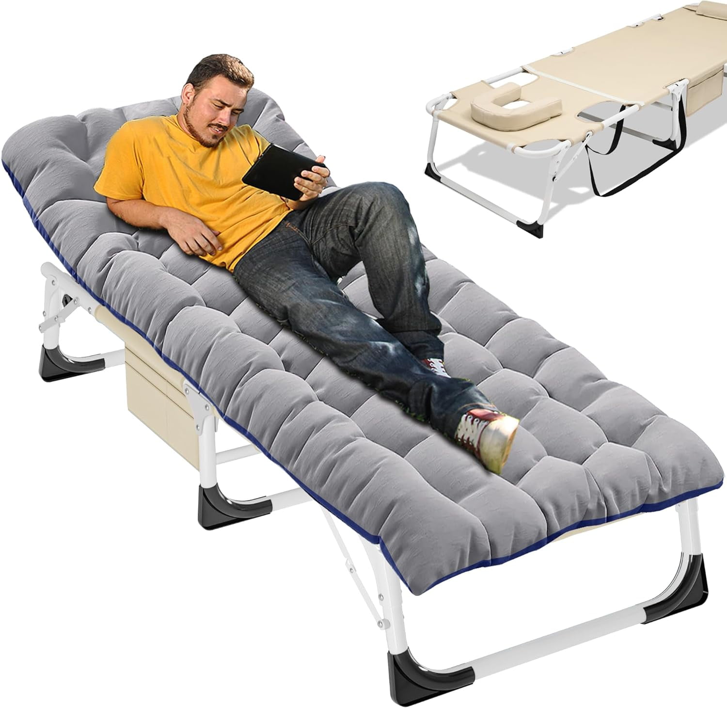 ABORON 5-Fold Portable Folding Chaise Lounge Chair,Tanning Chair with ...