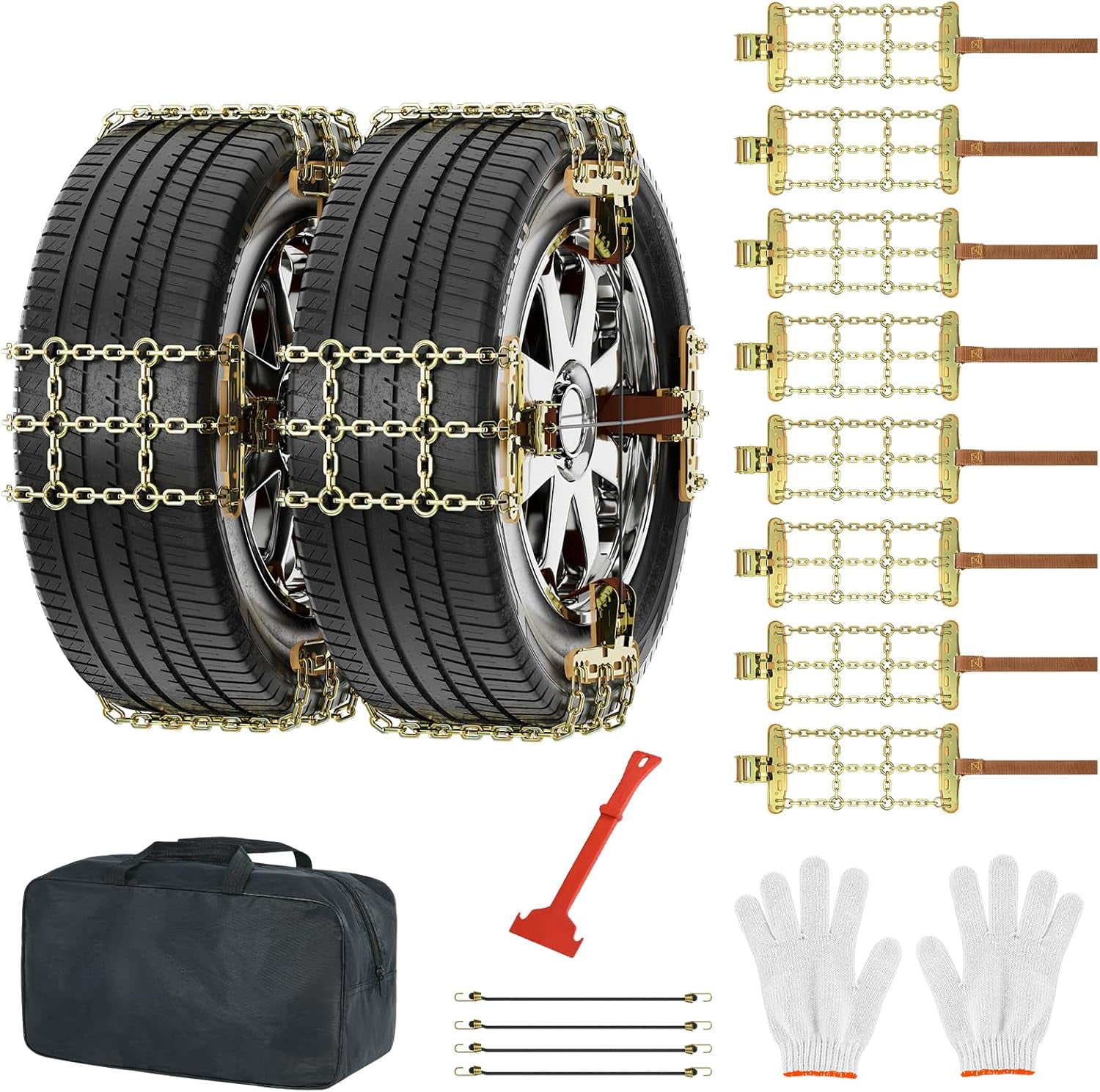 ABORON Snow Chains 10 Pack, Anti-Skid Tire Chains for Cars, SUVs ...