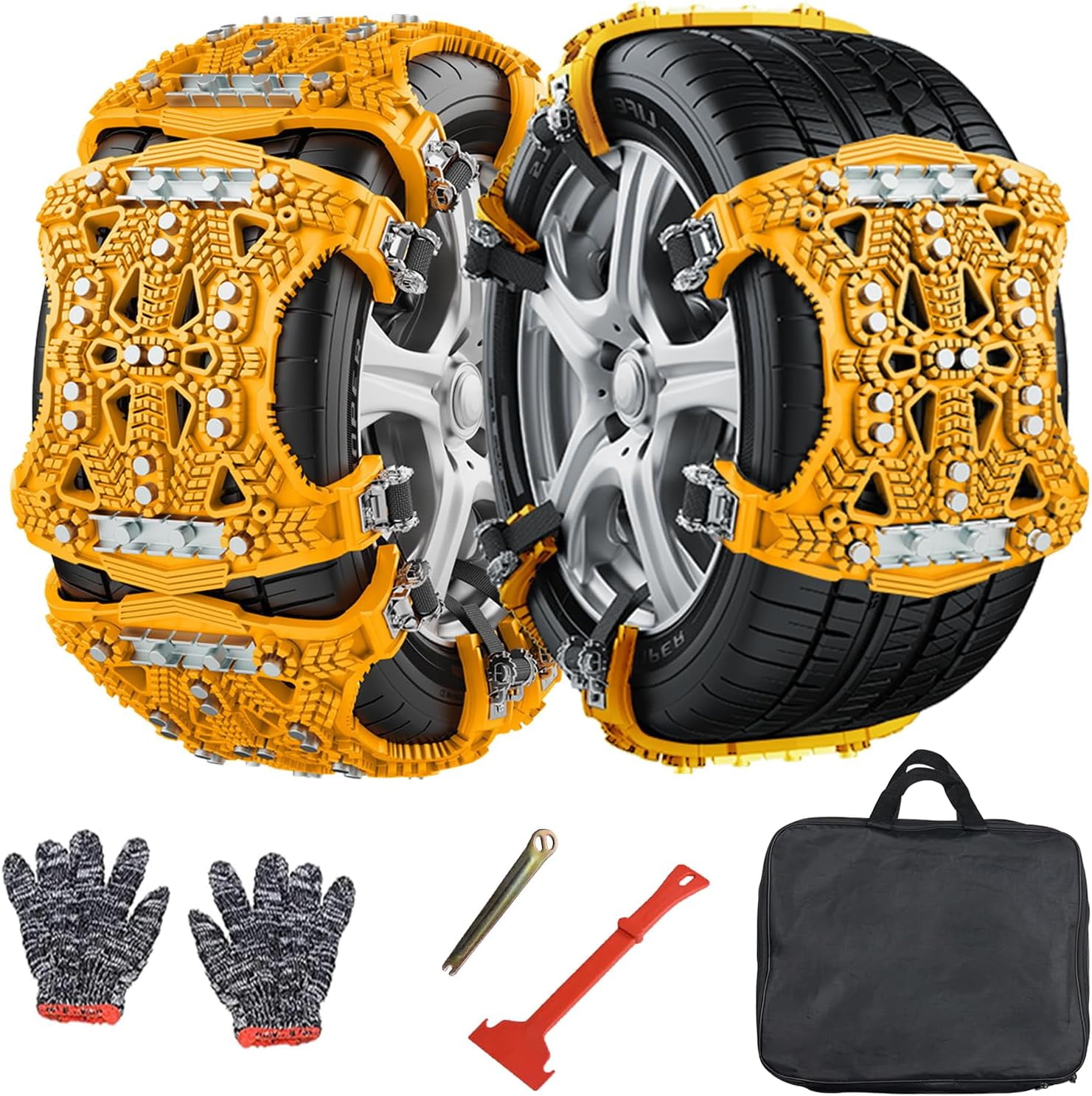 ABORON 6 Pack Upgraded Snow Chains for Car, Emergency Anti Slip Tire ...