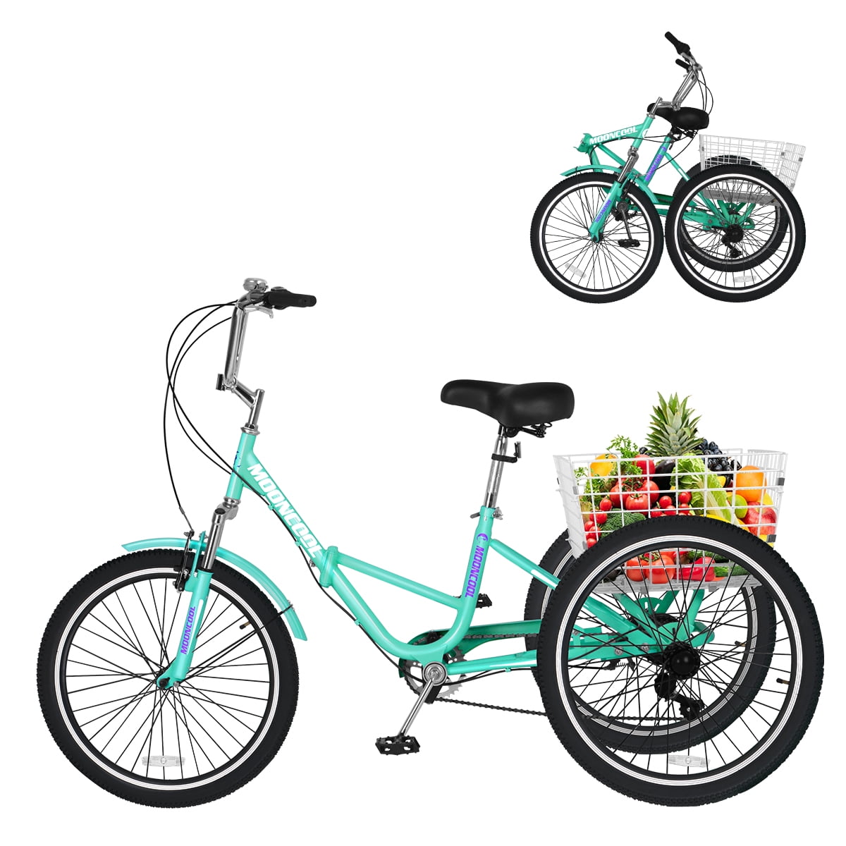 ABORON Adult Folding Tricycle 7-Speed, 20/24/26-Inch Three Wheel ...