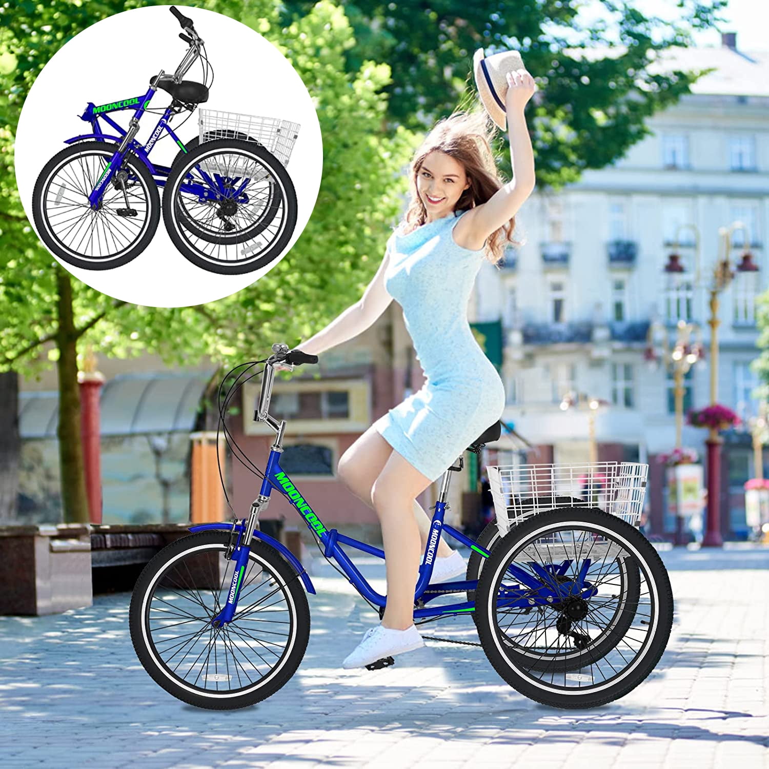 ABORON 20 Inch 3-Wheeler Folding Adult Tricycles, 7 Speed, Low Step ...