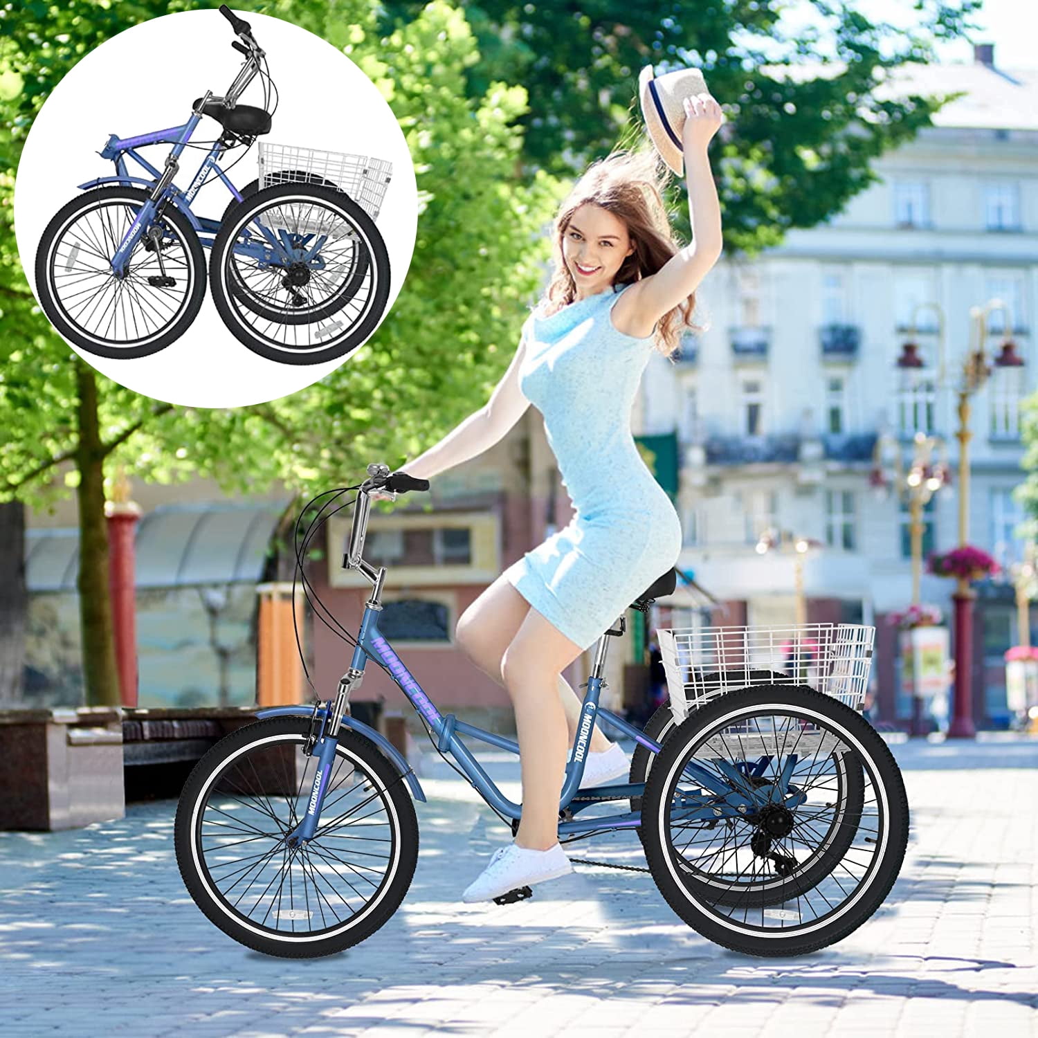 ABORON 20 Inch 7 Speed Folding Adult Tricycles, 300-360 lbs Capacity ...