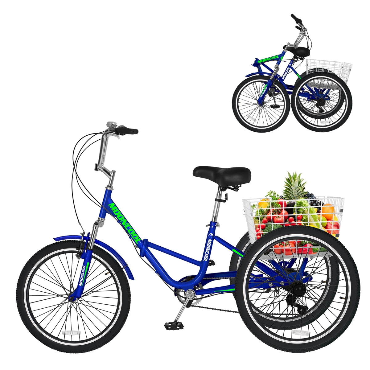 ABORON Adult Folding Tricycles, 7 Speed Folding Adult Trikes, 24 Inch 3 ...