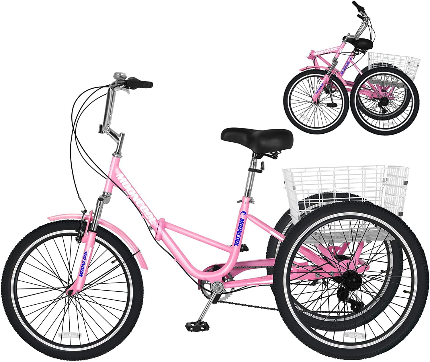 ABORON Adult Folding Tricycles, 7 Speed Folding Adult Trikes, 26 Inch 3 ...