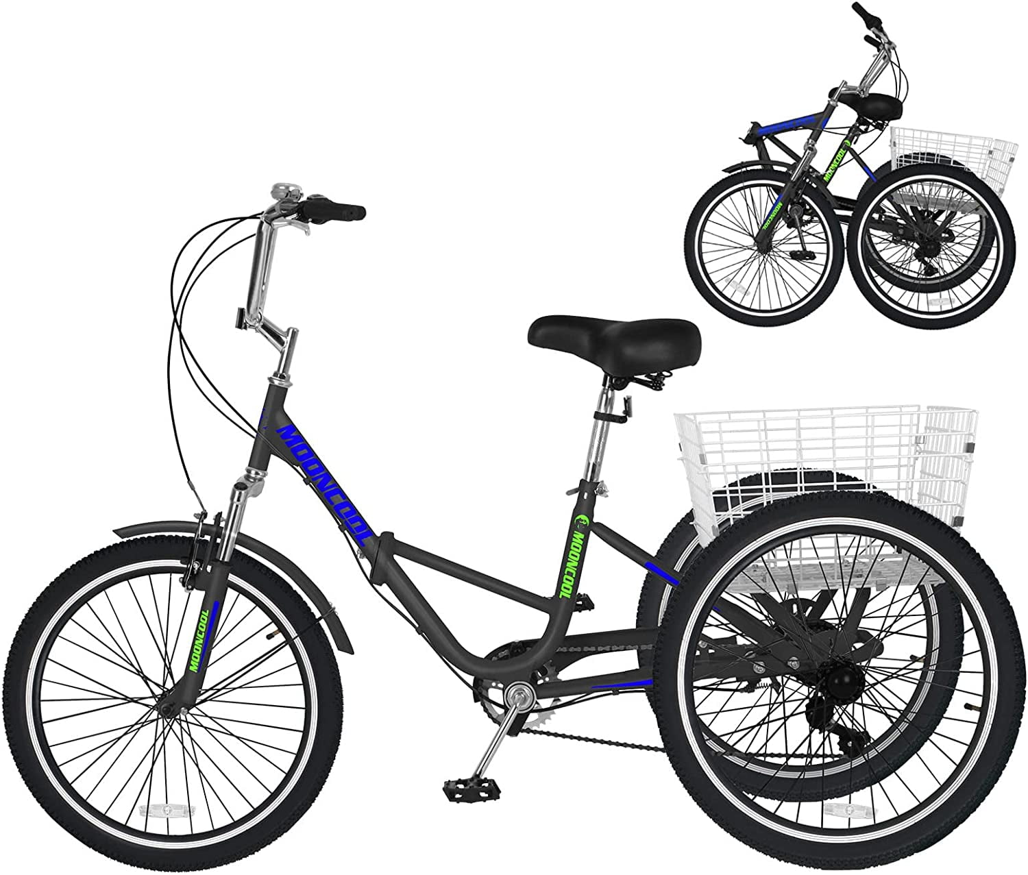 ABORON Adult Folding Tricycles, 7 Speed Folding Adult Trikes, 26 Inch 3 ...