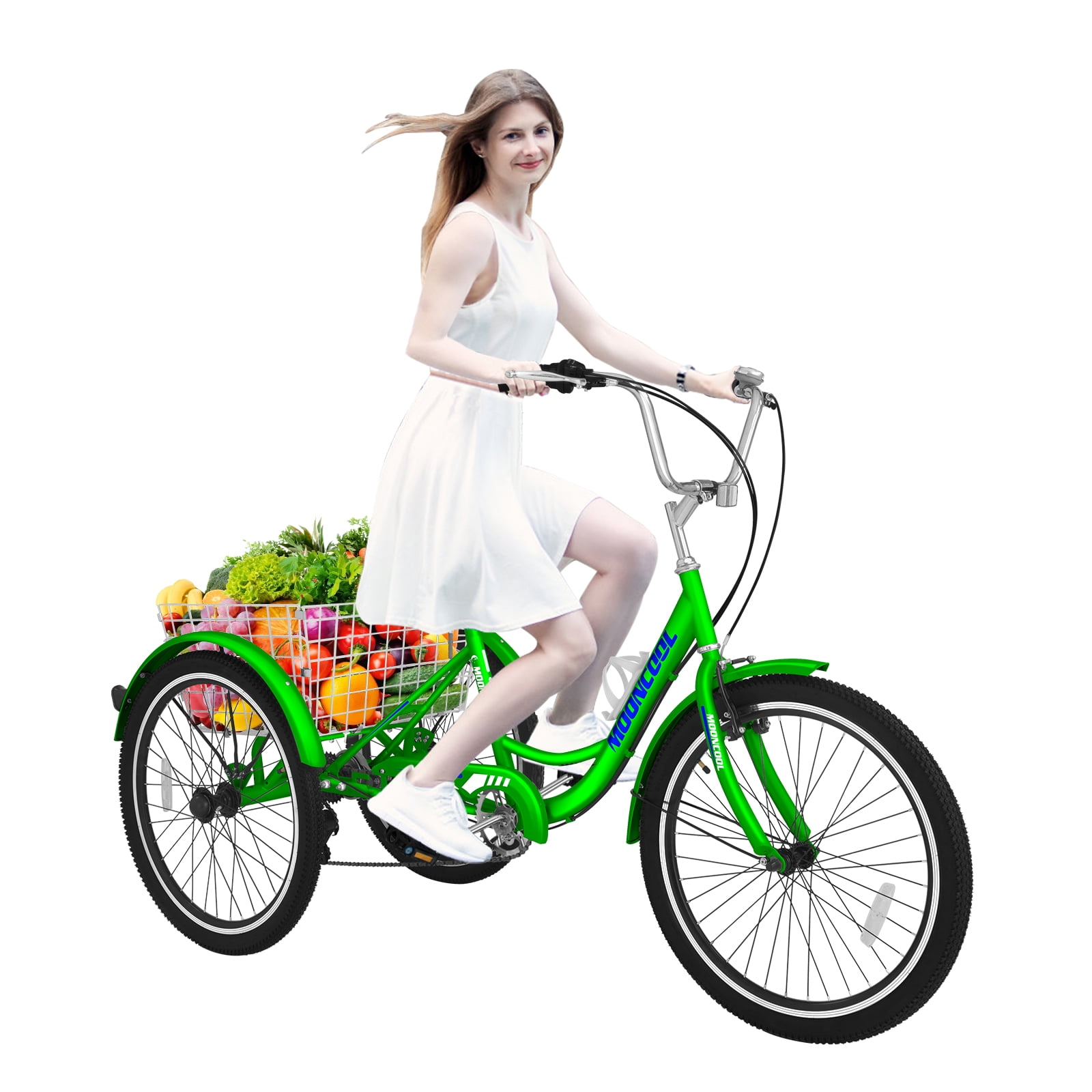 ABORON Adult Tricycle 7-Speed, 20/24/26-Inch Three Wheel Cruiser Bike with Cargo Basket ...