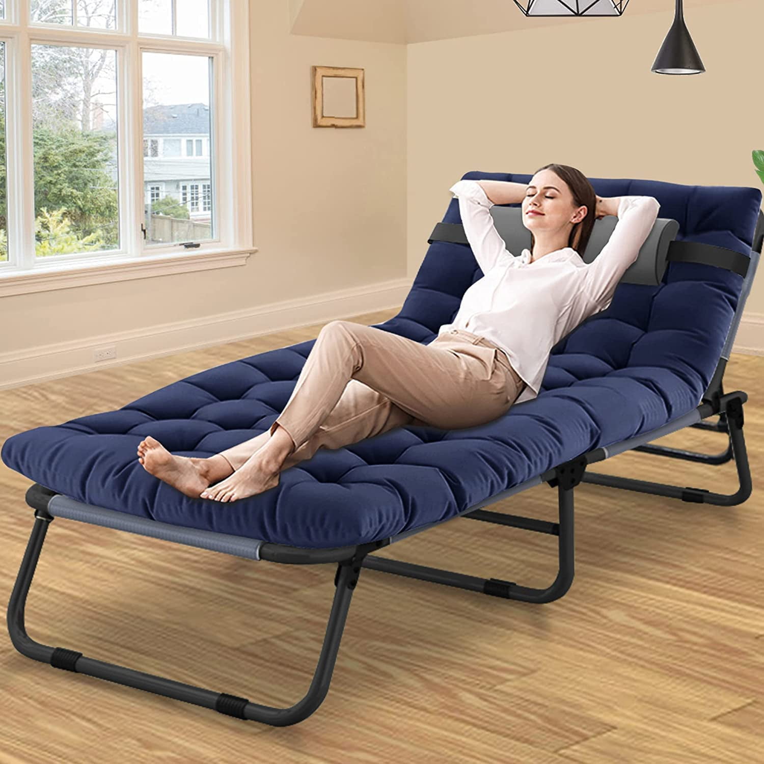 ABORON Folding Camping Cot, Adjustable Reclining Outdoor Lounge Chair ...