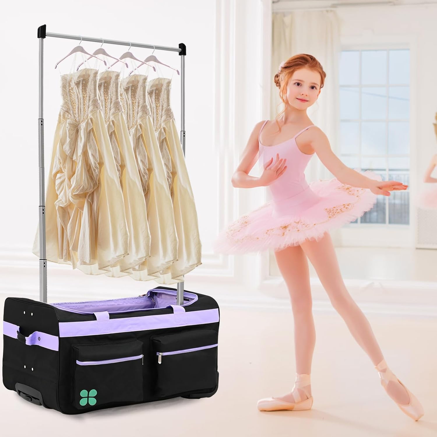 ABORON 28 inch Collapsible Duffle Hanger Organizer, Rolling Storage Bag ...