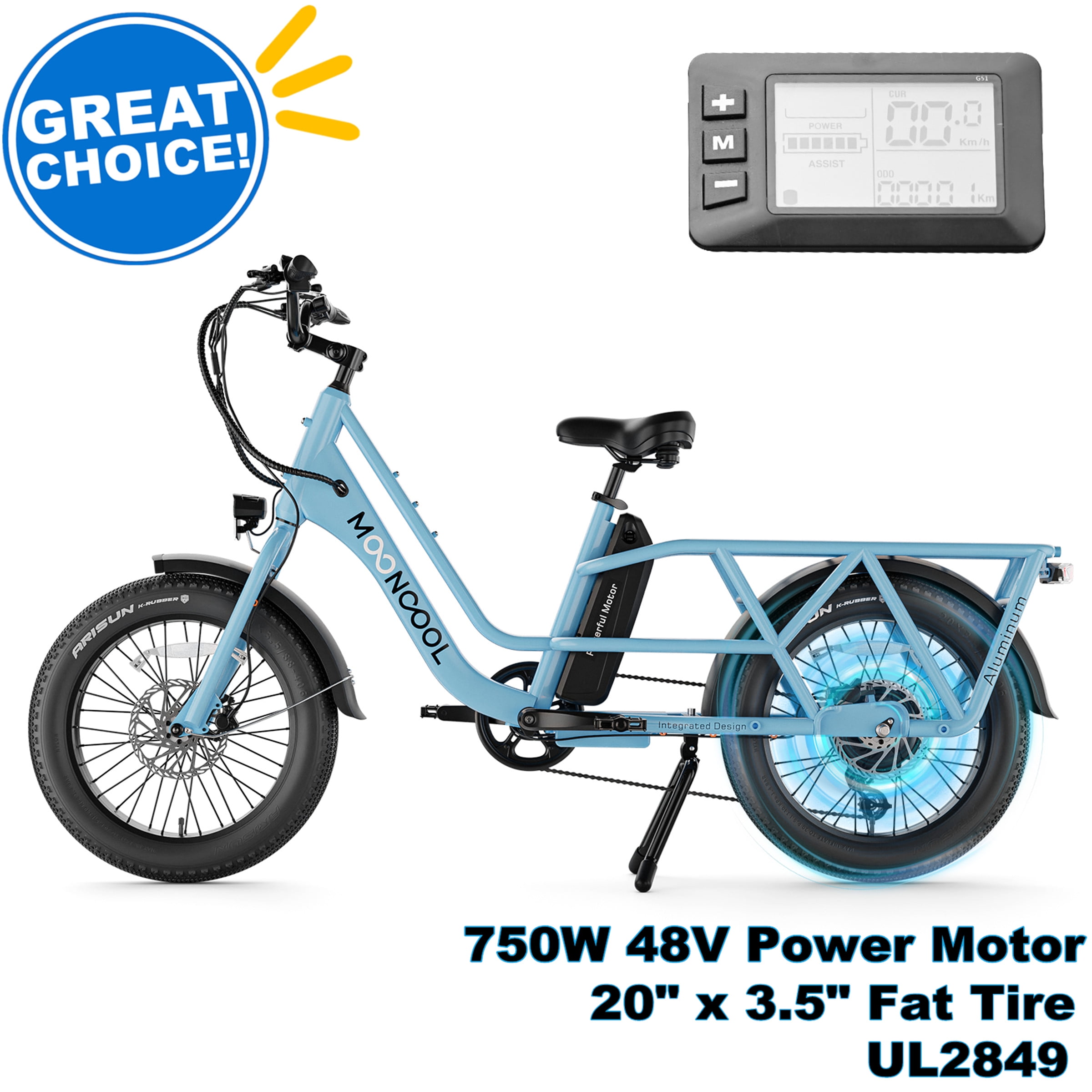 ABORON Electric Bike 7-Speed Cargo Ebike 750W Motor, Fat Tire Electric ...