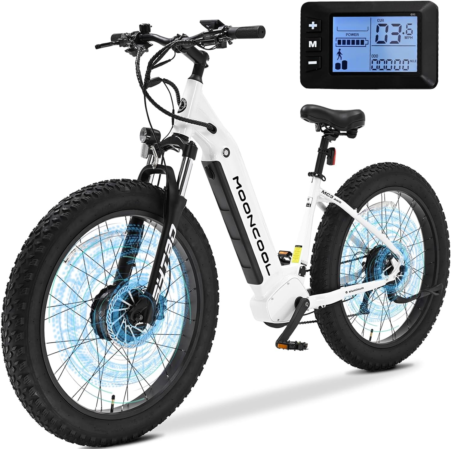 ABORON Electric Bike for Adult, 48V 1000W Dual Motors AWD, 26" x 4" Fat ...